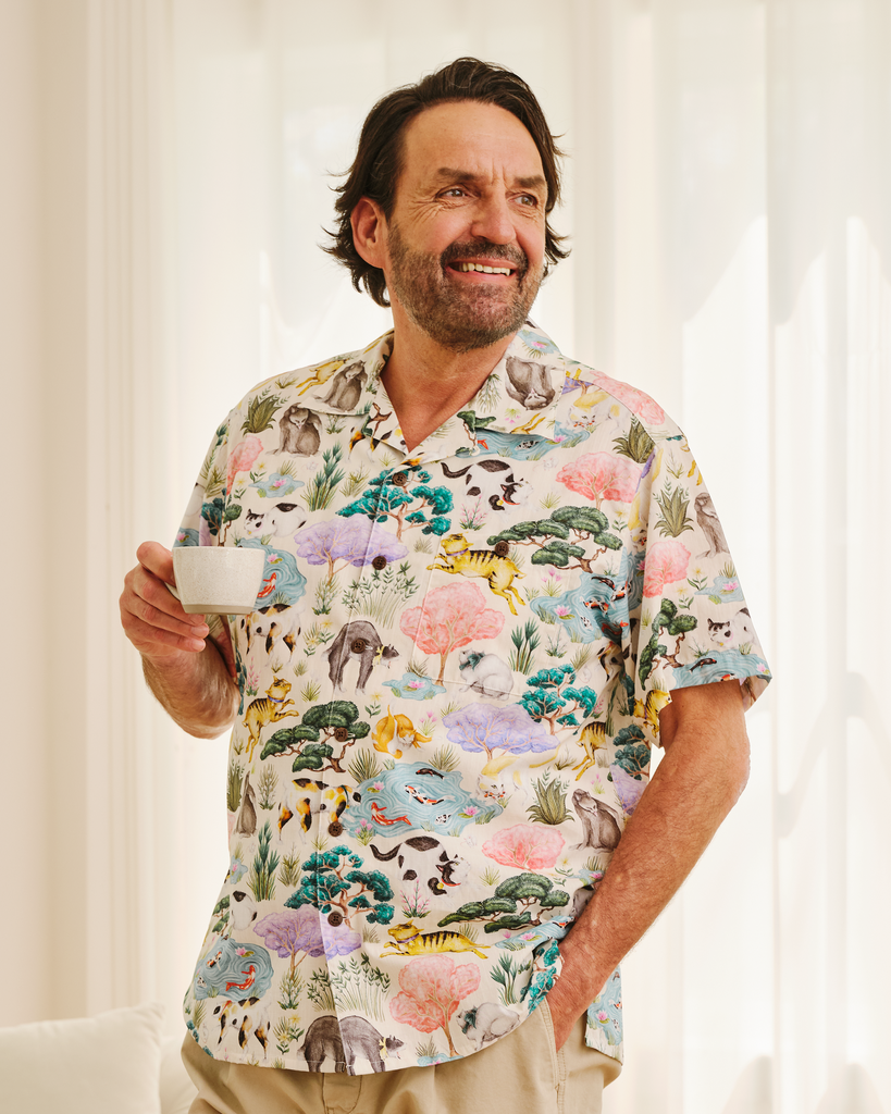 Japanese Hawaiian Shirt For Men Ukiyo-e Cats Print Shirt Camp Collar 1 – Yiume(David's Wear)