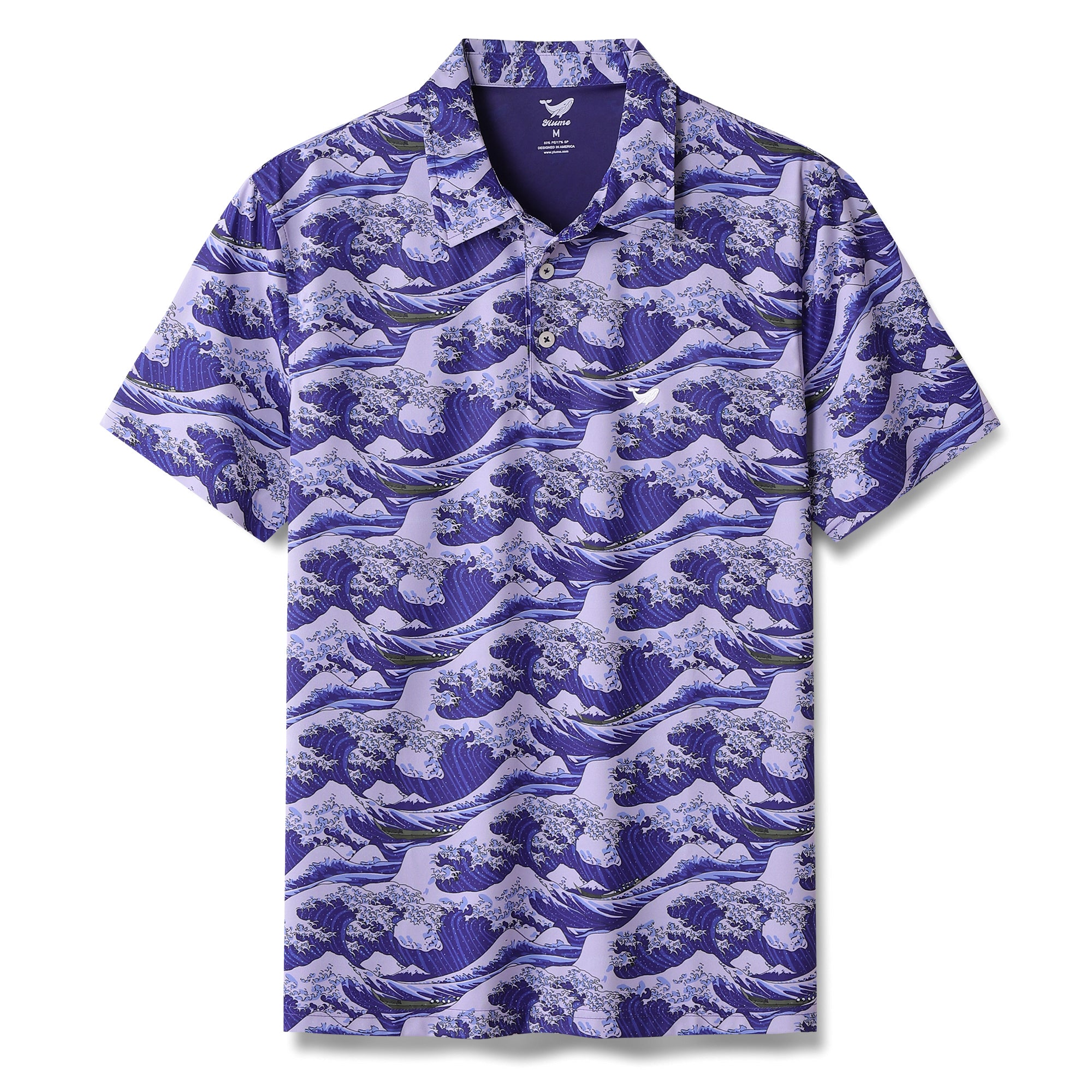 Men's Hawaiian Polo Shirt Ocean Waves Japanese Ukiyo-e Short Sleeve Go ...
