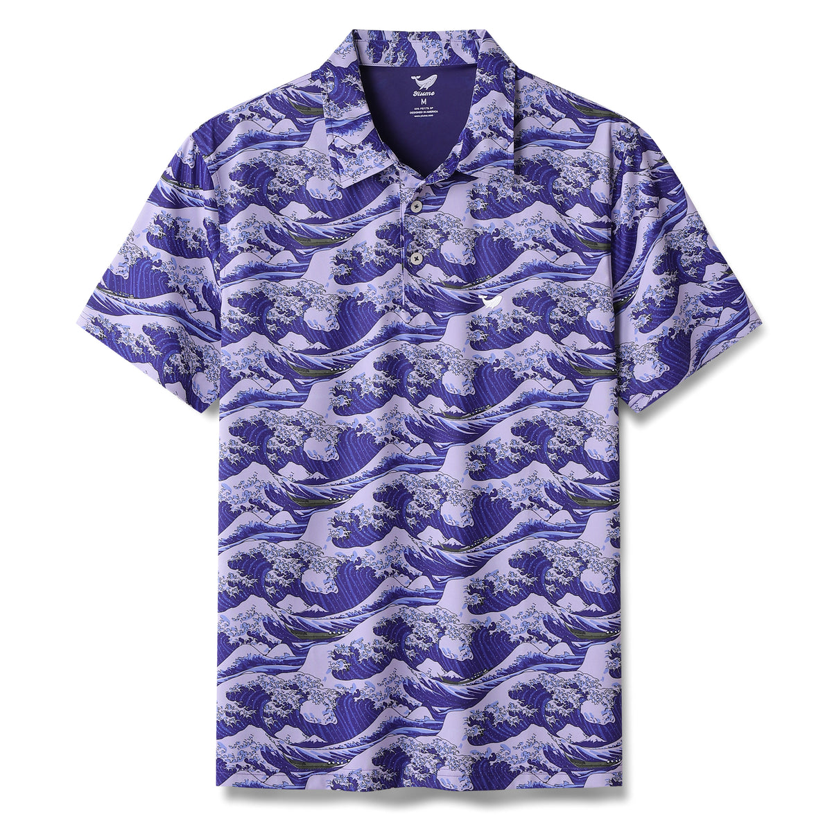 Men's Hawaiian Polo Shirt Ocean Waves Japanese Ukiyo-e Short Sleeve Go ...
