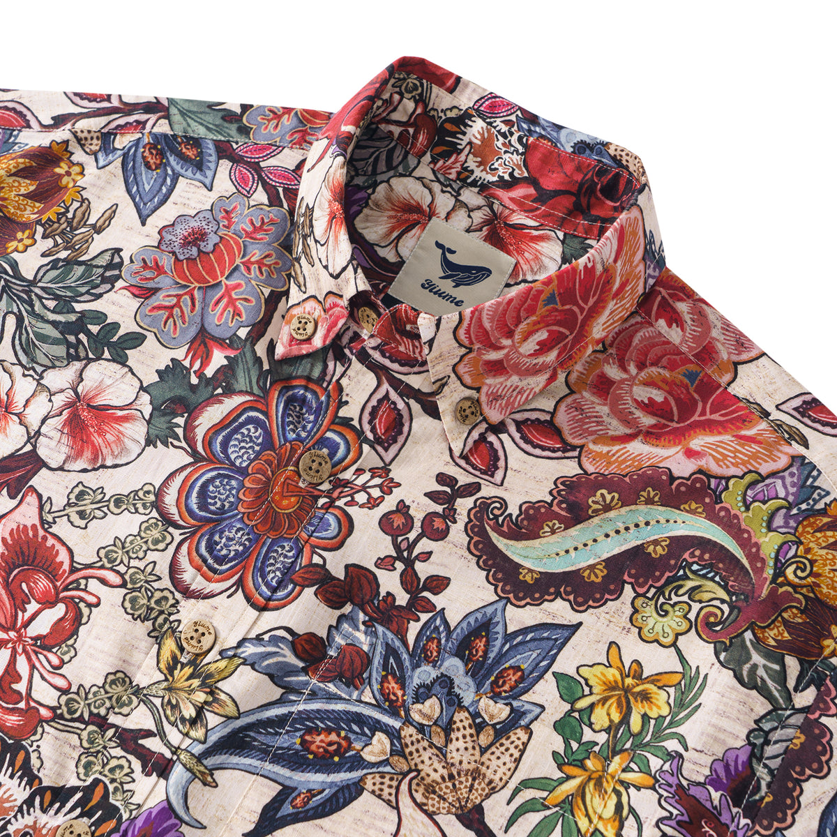 Red Floral Button-down Hawaiian Shirt Men's 100% Cotton Short Sleeve A ...