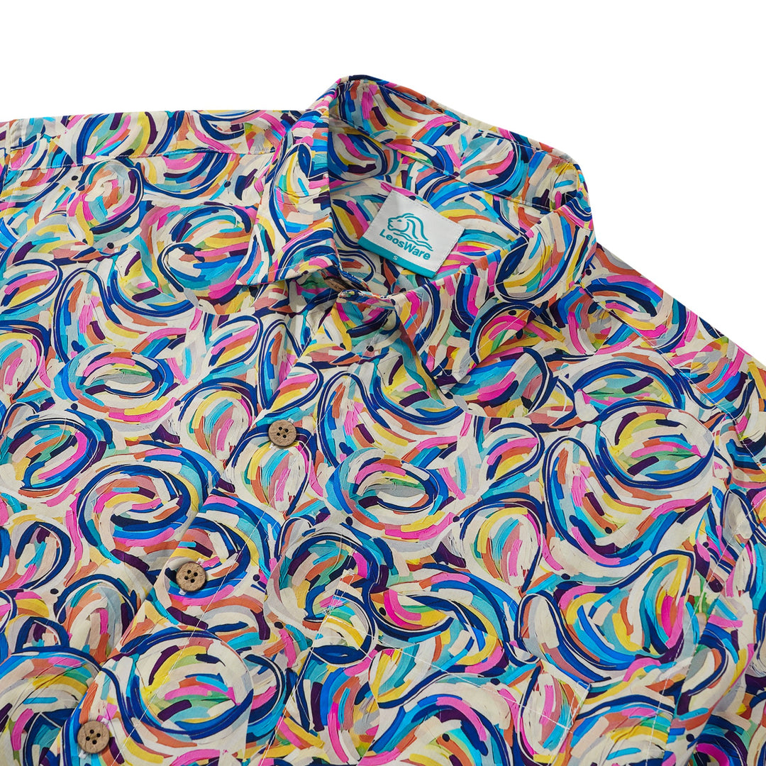 LeosWare® Men's Hawaiian Shirt Short Sleeve Button-up 100% Cotton Aloh ...