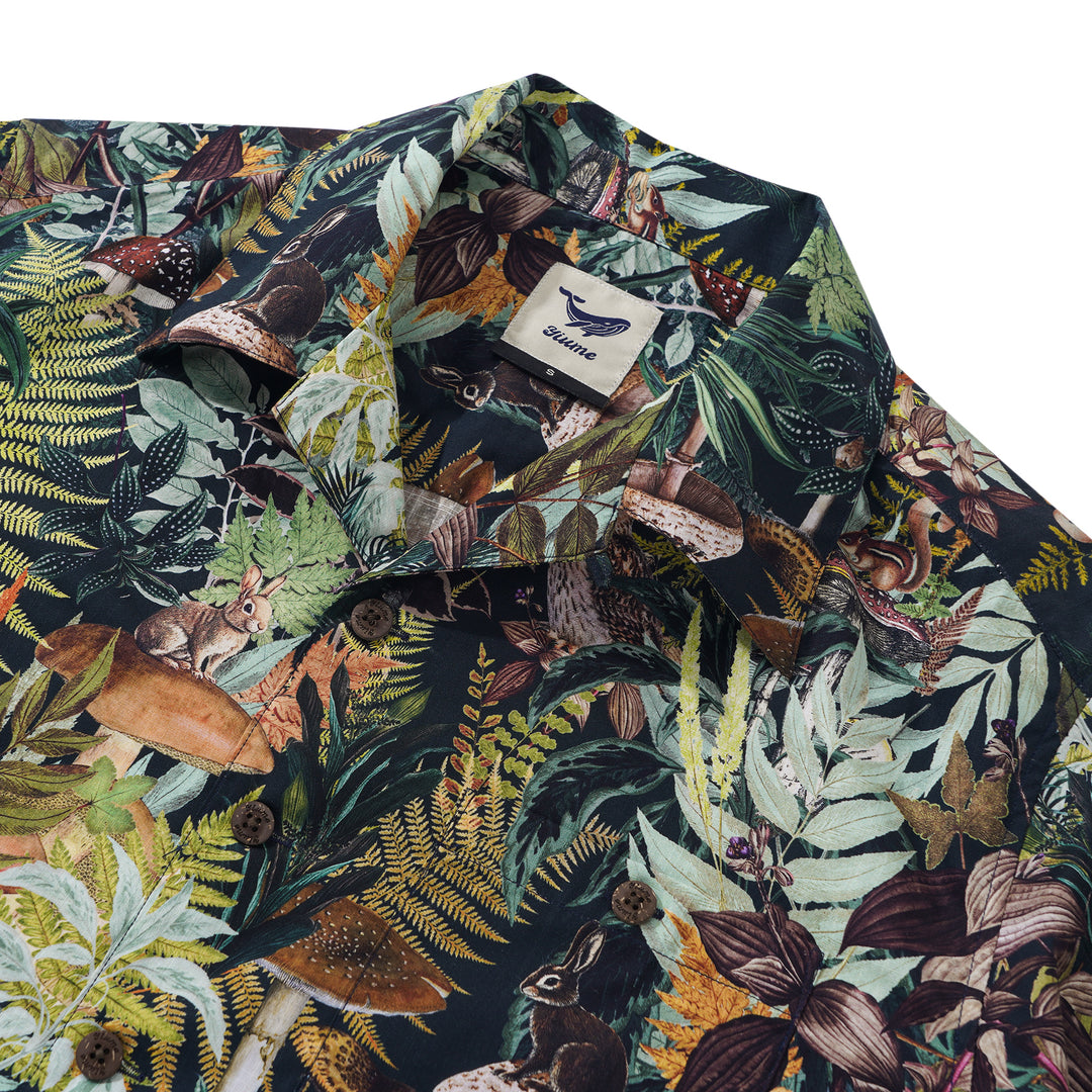 Men's Hawaiian Shirt Short Sleeve Camp Collar 100% Cotton Green Aloha ...